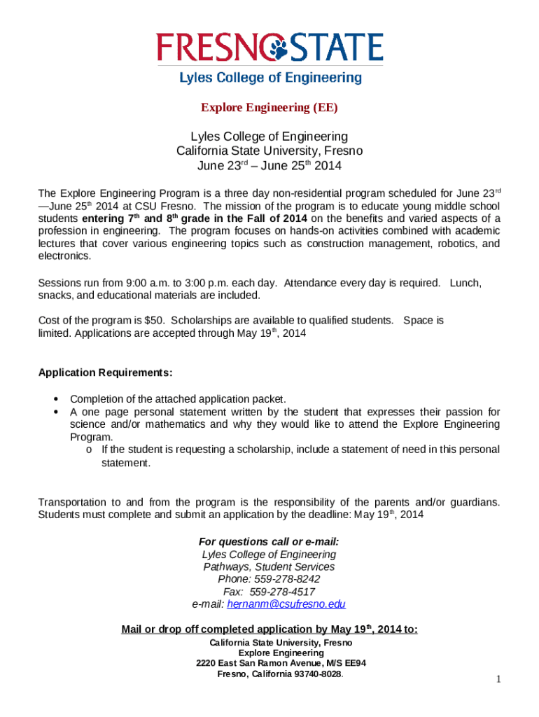 Fresno Summer Engineering - California State University, Fresno Doc ...