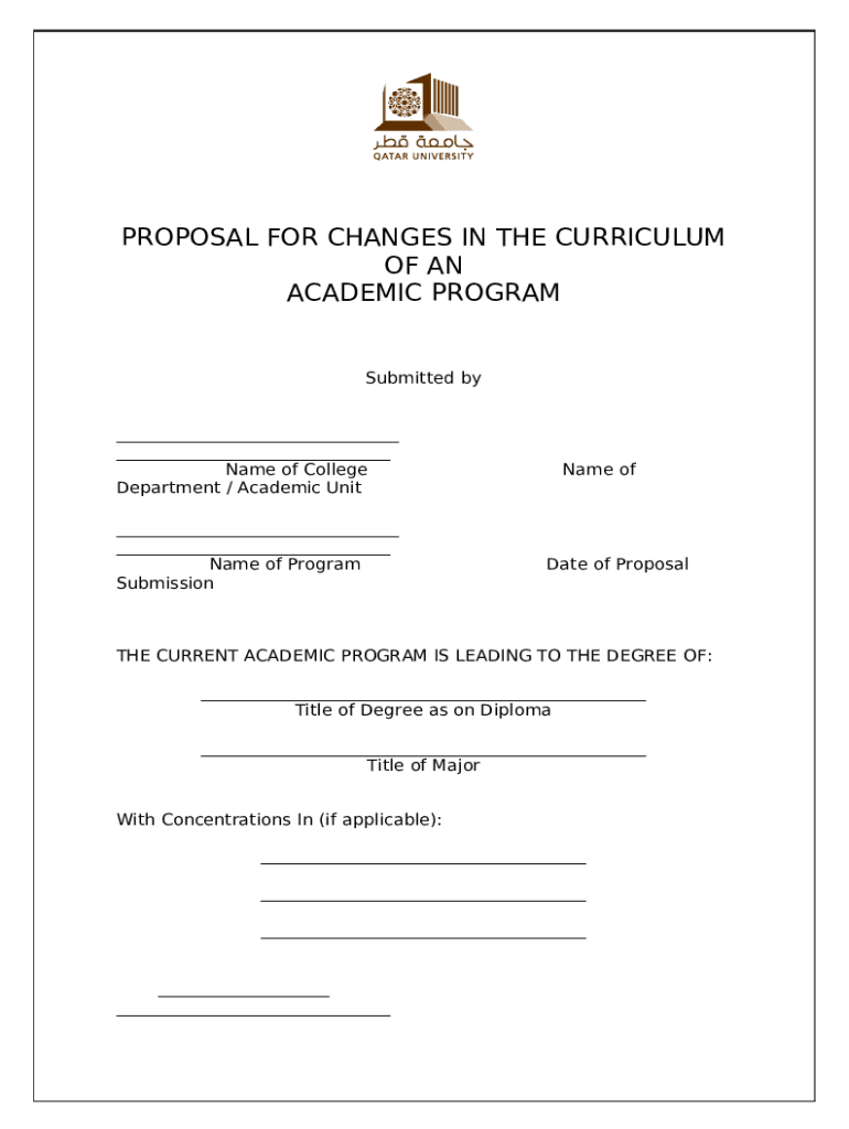 Template for Program Restructuring Proposal - Qatar University Doc Template | pdfFiller