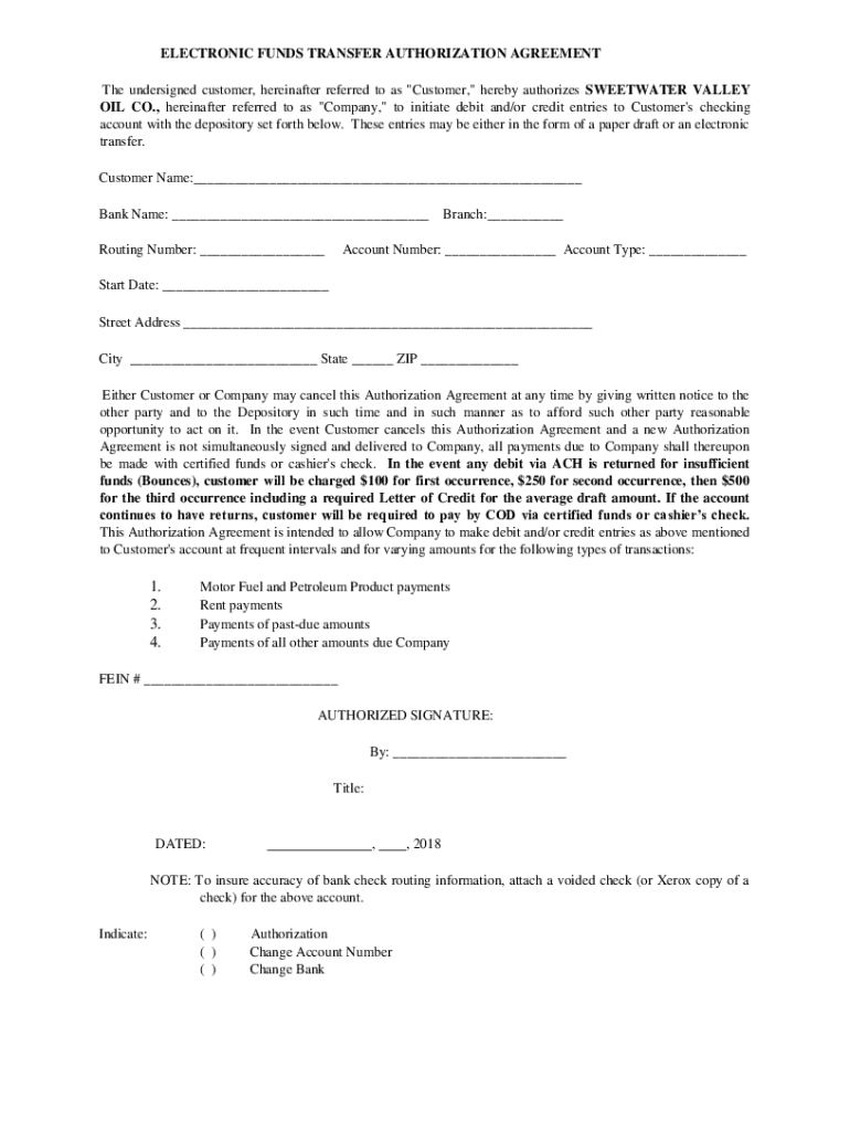 Fillable Online Fillable Electronic Funds Transfer Authorization (City ...