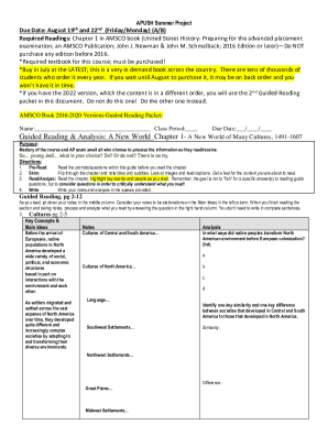 Fillable Online Guided Reading & Analysis: A New World Chapter 1- A New ...