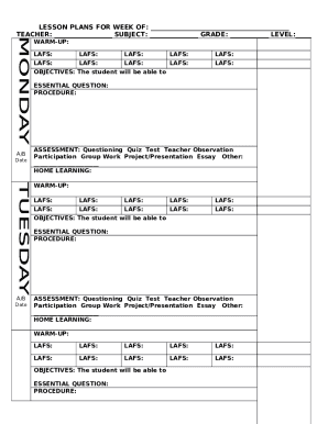 LESSON PLANS FOR WEEK OF: - Academy Preparatory School Doc Template ...