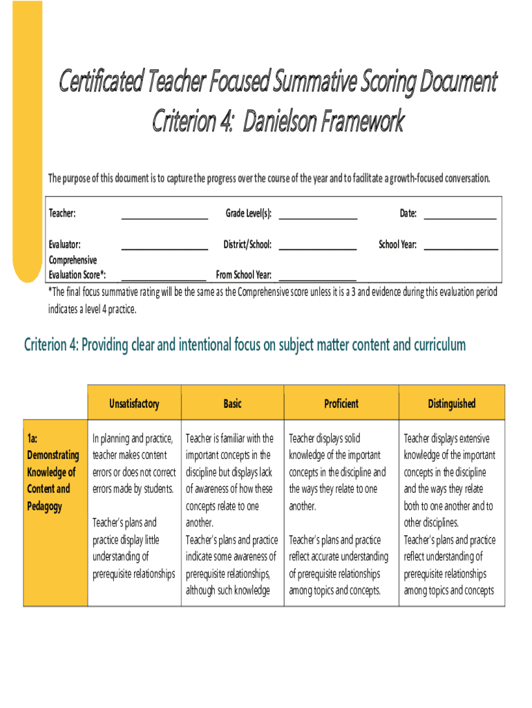 Fillable Online Certificated Teacher Focused Summative Scoring Document ...