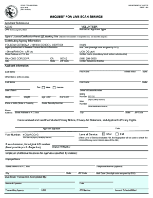 Fillable Online BCIA 8016FP - REQUEST FOR LIVE SCAN SERVICE - Attorney ...