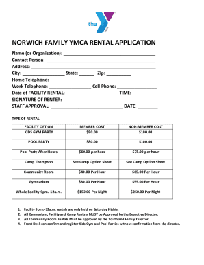 Fillable Online Oneonta Family YMCA Facility Rental Form Fax Email Print - pdfFiller
