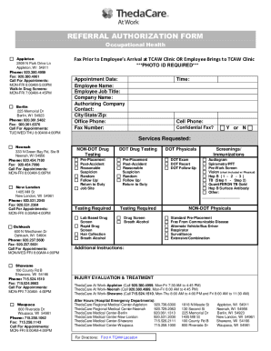 Fillable Online REFERRAL AUTHORIZATION FORM - ThedaCare Fax Email Print ...
