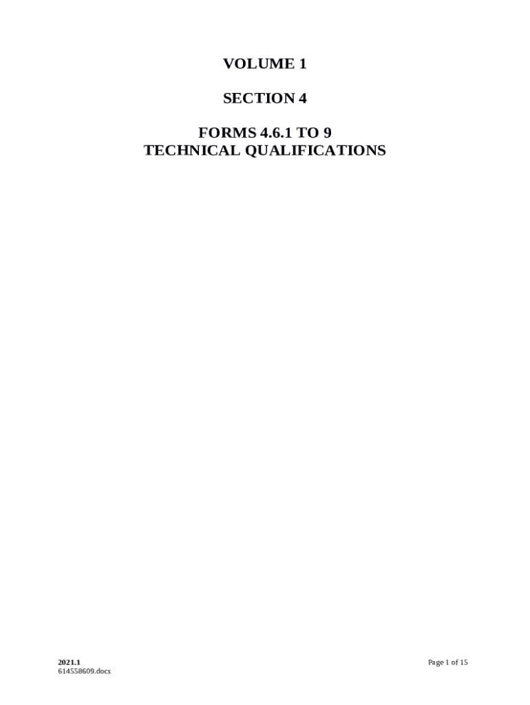 VOLUME 1 SECTION 4 S 4.6.1 TO 9 TECHNICAL ... Doc Template | pdfFiller
