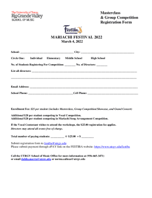 Fillable Online Masterclass & Group Competition Registration Form ...
