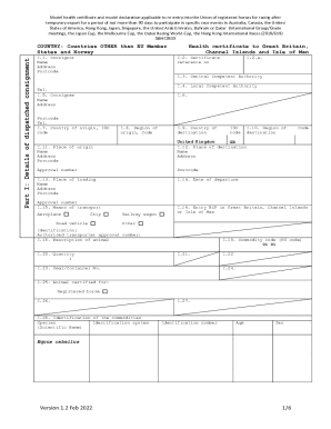 Fillable Online Model health certificate and model declaration ...
