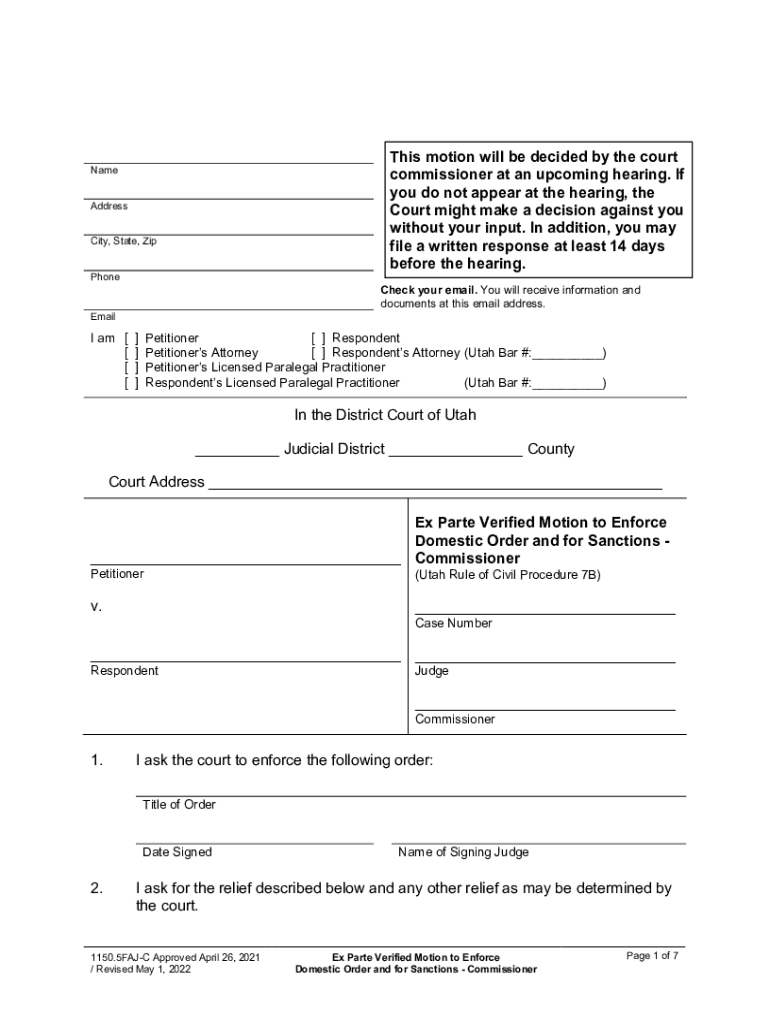 Fillable Online This motion will be decided by the court you do not appear at ... Fax Email ...