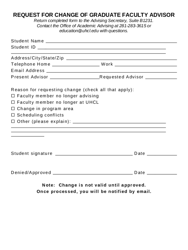 Request to Change Advisor or Major, Minor and CertificateAdvisor Change RequestCSB/SJURequest to ...