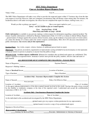 Fillable Online MSU Police Department Case or Accident Report Request ...
