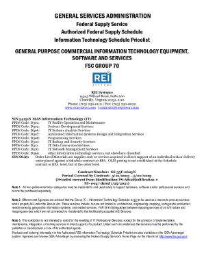 Fillable Online GSA MAS: Authorized Federal Supply Schedule Information ...
