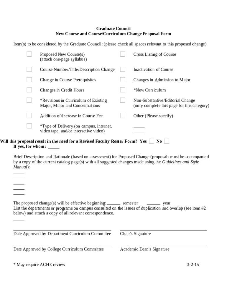 Graduate Council New Course and Course/Curriculum Change Proposal Doc ...