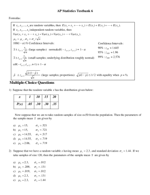 Fillable Online Statistics Formula Sheet and Tables 2020 - College ...