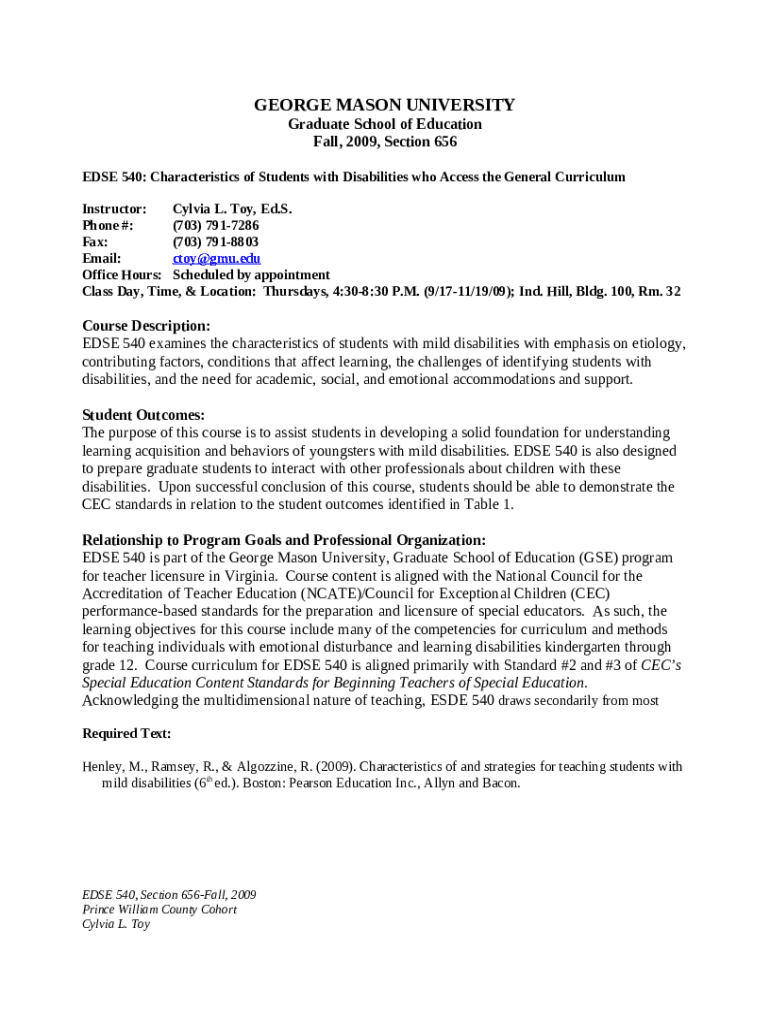 education.gmu.eduEDSE540-632-Spr06-ToyGEORGE MASON UNIVERSITY Graduate ...