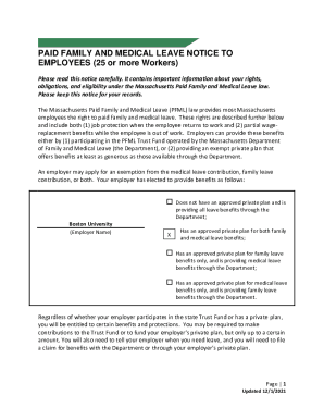 Fillable Online PAID FAMILY AND MEDICAL LEAVE NOTICE TO EMPLOYEES (25 ...