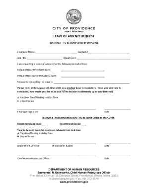 Fillable Online Request for Leave of Absence Form - County of San Luis Obispo Fax Email Print ...
