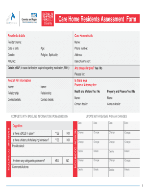 Fillable Online www.coventry.gov.ukdownloadsfileCare Home Residents ...