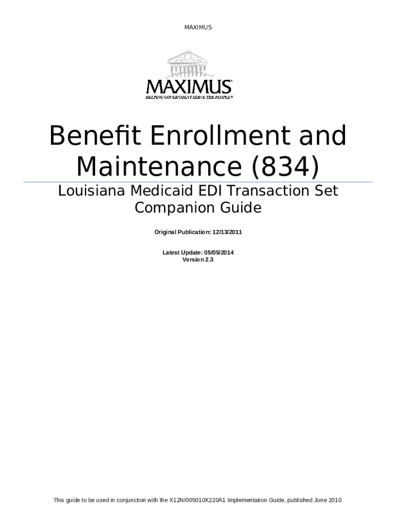Benefit Enrollment and Maintenance (834) - La Dept. of Health Doc ...