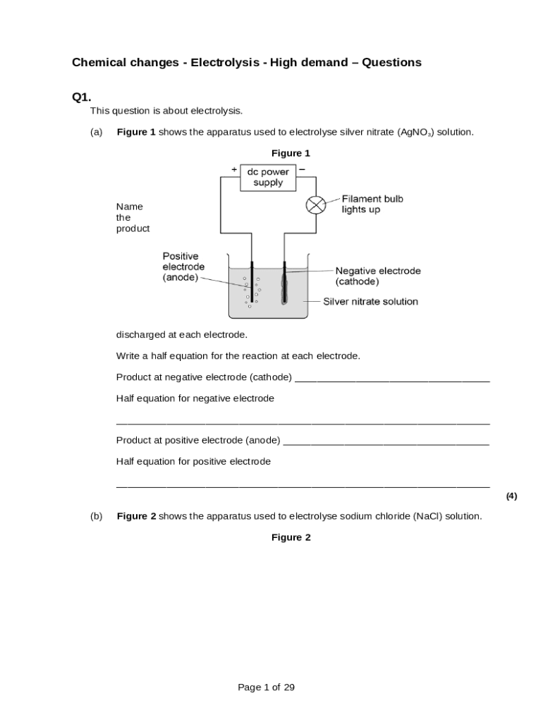 electrolysis precipitation questions Doc Template | pdfFiller