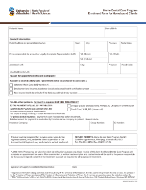 Fillable Online Home Dental Care Program Enrolment Form for Homebound ...