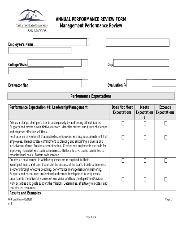 Annual Evaluation - Manager - Emory University Doc Template | pdfFiller