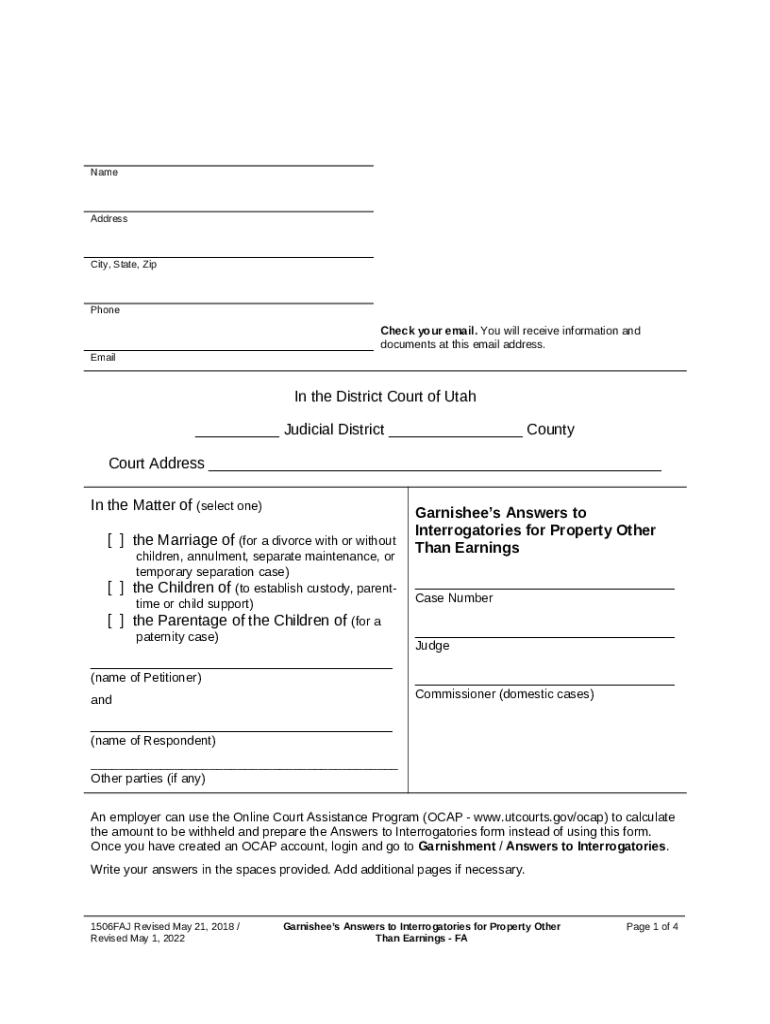 Garnishees Answers to Interrogatories for Property Other ... Doc ...