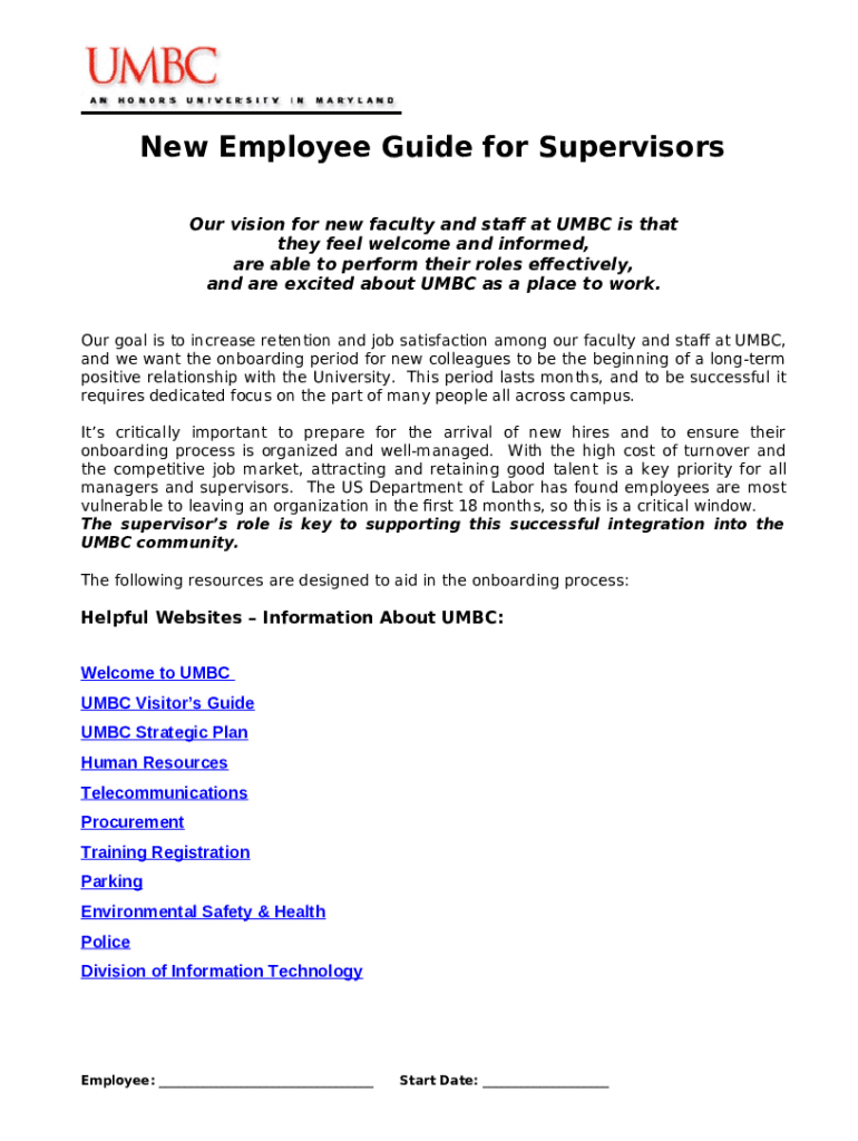 New Employee Guide for Supervisors - University of Maryland, Baltimore ... - hr umbc Doc ...