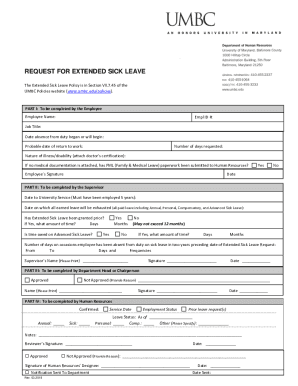 Fillable Online hr umbc REQUEST FOR EXTENDED SICK LEAVE - UMBC Fax ...