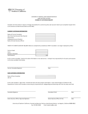 Fillable Online Change of Custodian Request Form Fax Email Print ...