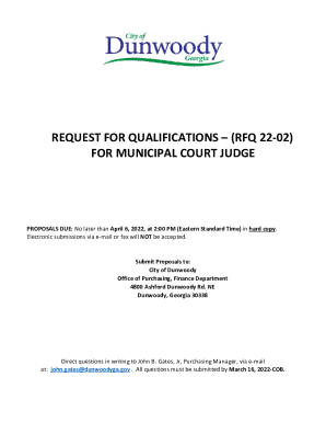 Fillable Online REQUEST FOR QUALIFICATIONS (RFQ 22-02) FOR MUNICIPAL ... Fax Email Print - pdfFiller