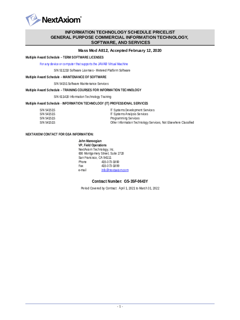 AUTHORIZED FEDERAL SUPPLY SERVICE INATION TECHNOLOGY MULTIPLE AWARD ...