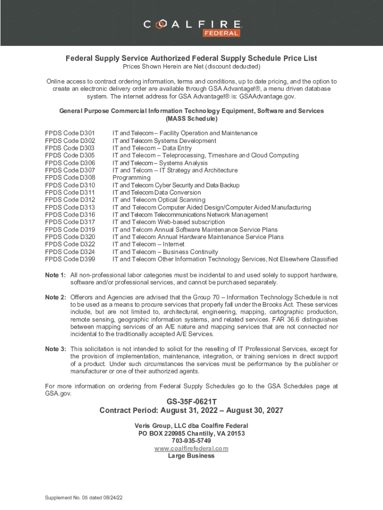 Fillable Online Federal Supply Service Authorized Federal Supply ...