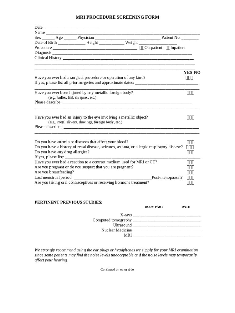 MRI Screening - University of Washington - depts washington Doc ...