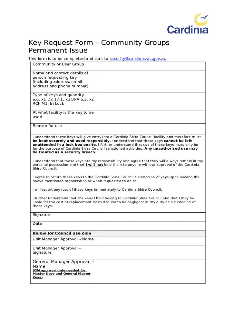 Key Request - Community Groups Doc Template | pdfFiller