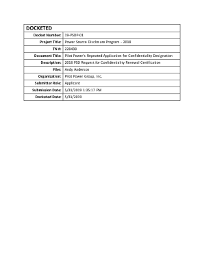Fillable Online Docket Number: 19-PSDP-01 Fax Email Print - pdfFiller