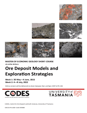 Fillable Online via online delivery Ore Deposit Models and Exploration ...