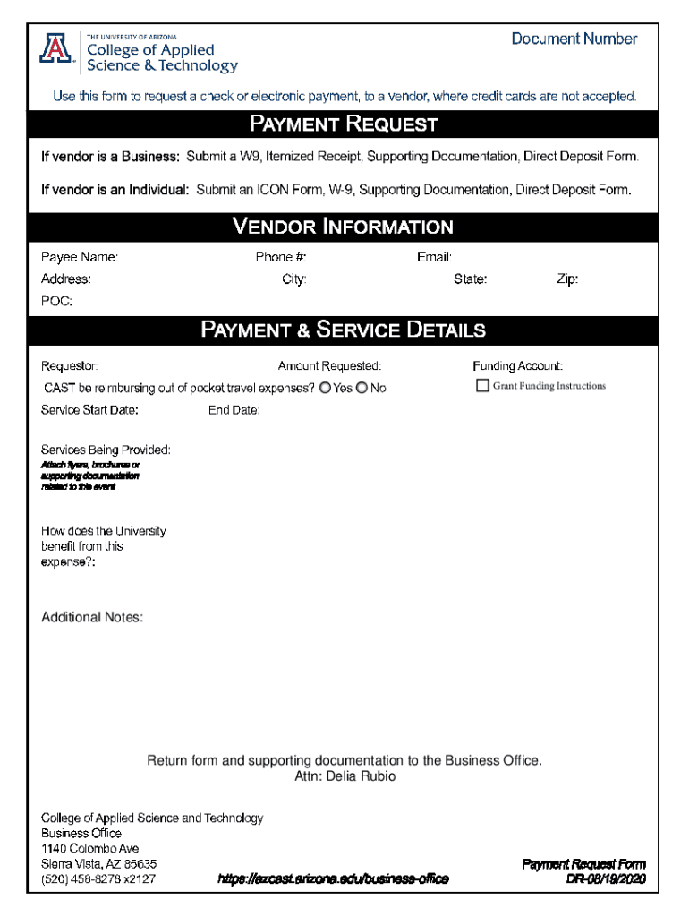 Fillable Online Payment Request 081920.pdf - AZCAST Fax Email Print - pdfFiller