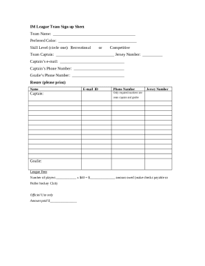 IM League Team Sign up Sheet - Pennsylvania State University - php scripts psu Doc Template ...