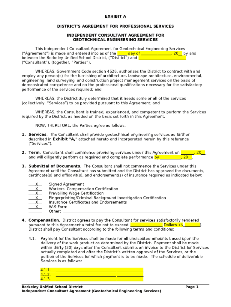 CONSULTANT SERVICES AGREEMENT (GEOTECHNICAL ENGINEERING SERVICES ...