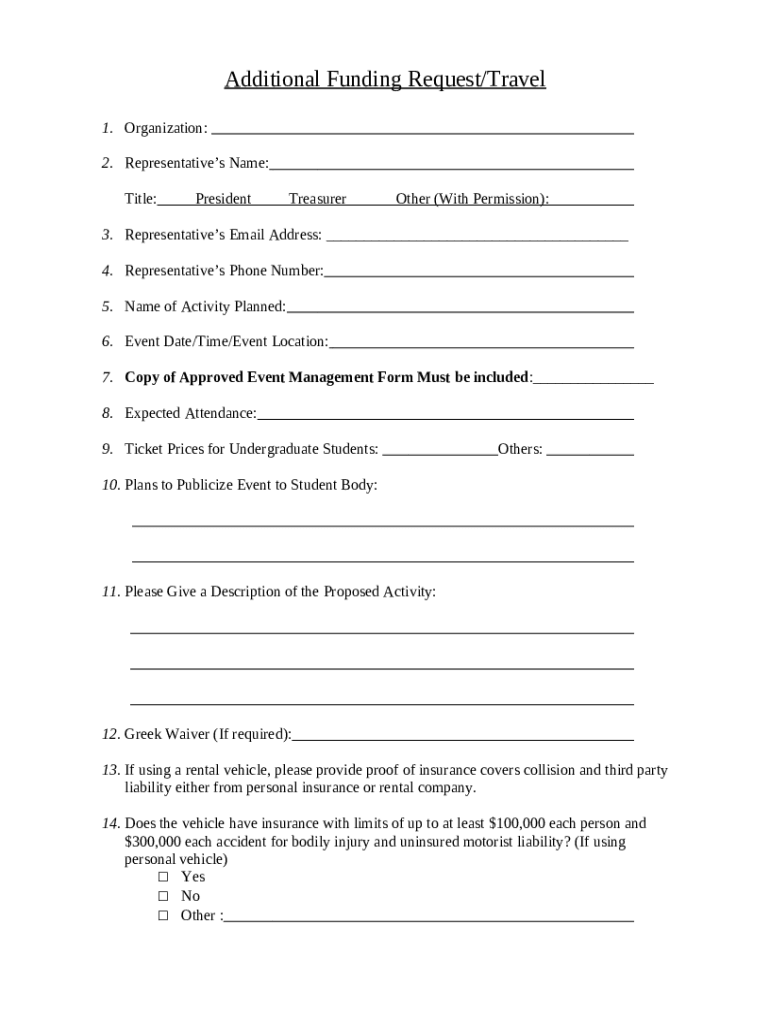 Funding Request Letter: at (with Sample Application) - Document ats Doc ...