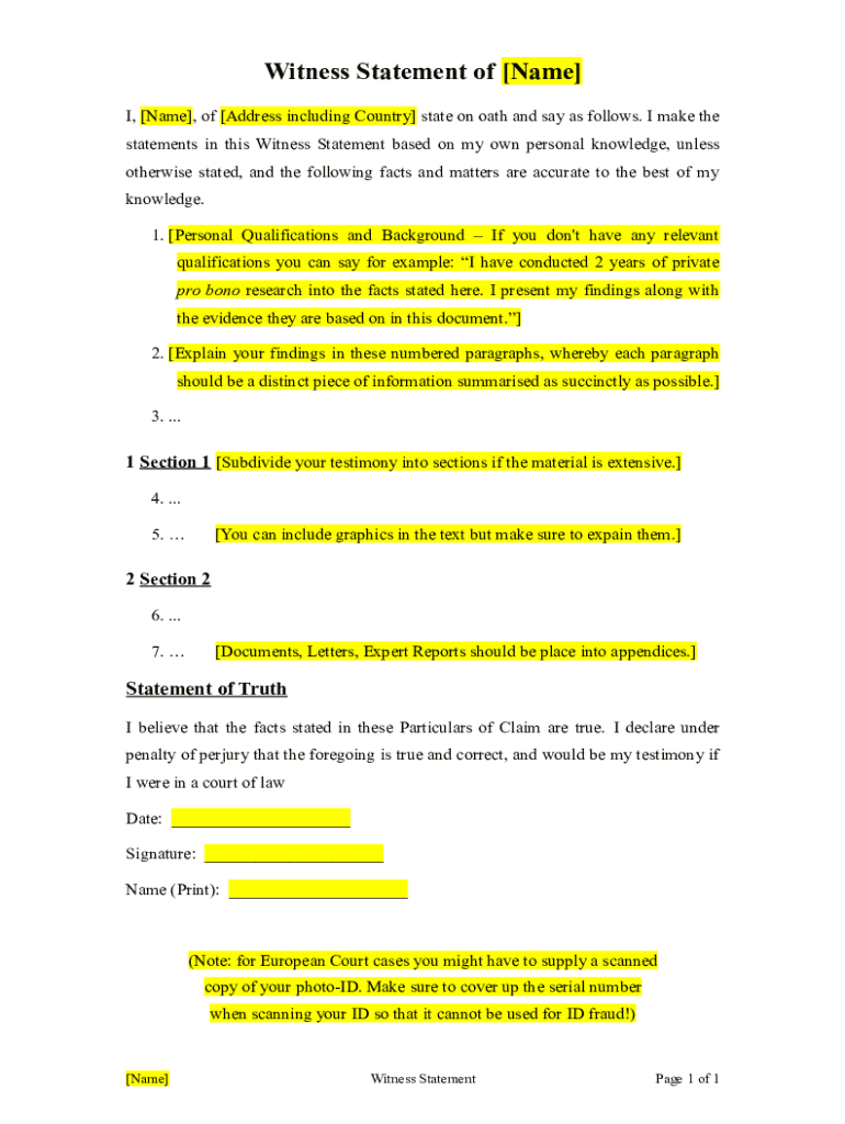Fillable Online How to Write a Witness Statement?With Samples ...