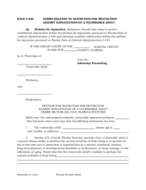 Fillable Online VULNERABLE ADULT PROTECTION AGAINST EXPLOITATION OF A ...