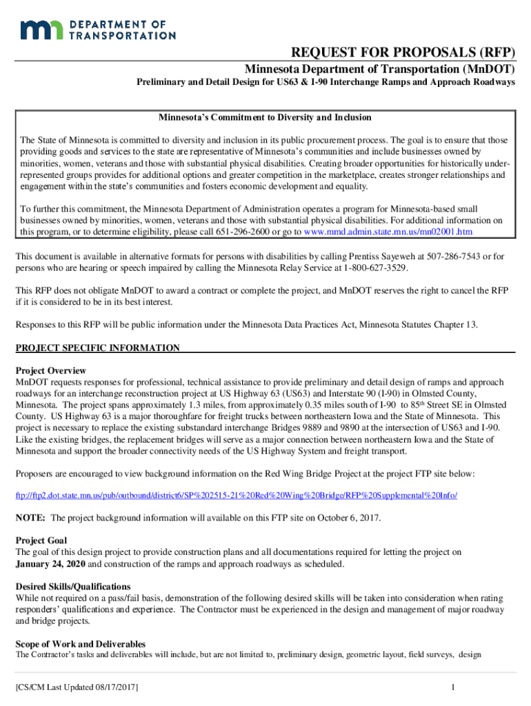 Fillable Online REQUEST FOR PROPOSALS (RFP) - Minnesota Department of ...