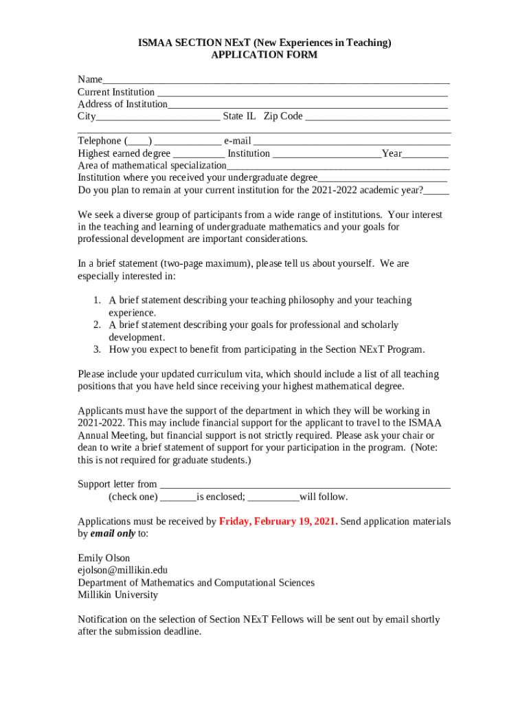 ISMAA PROJECT NExT (New Experiences in Teaching) - MAA Sections ...