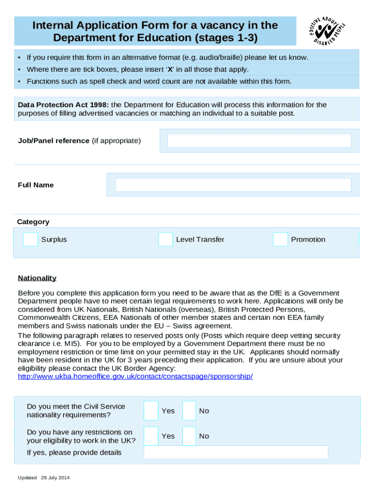 02 Internal (stages1-3) DfE application updated - gss civilservice gov Doc Template | pdfFiller