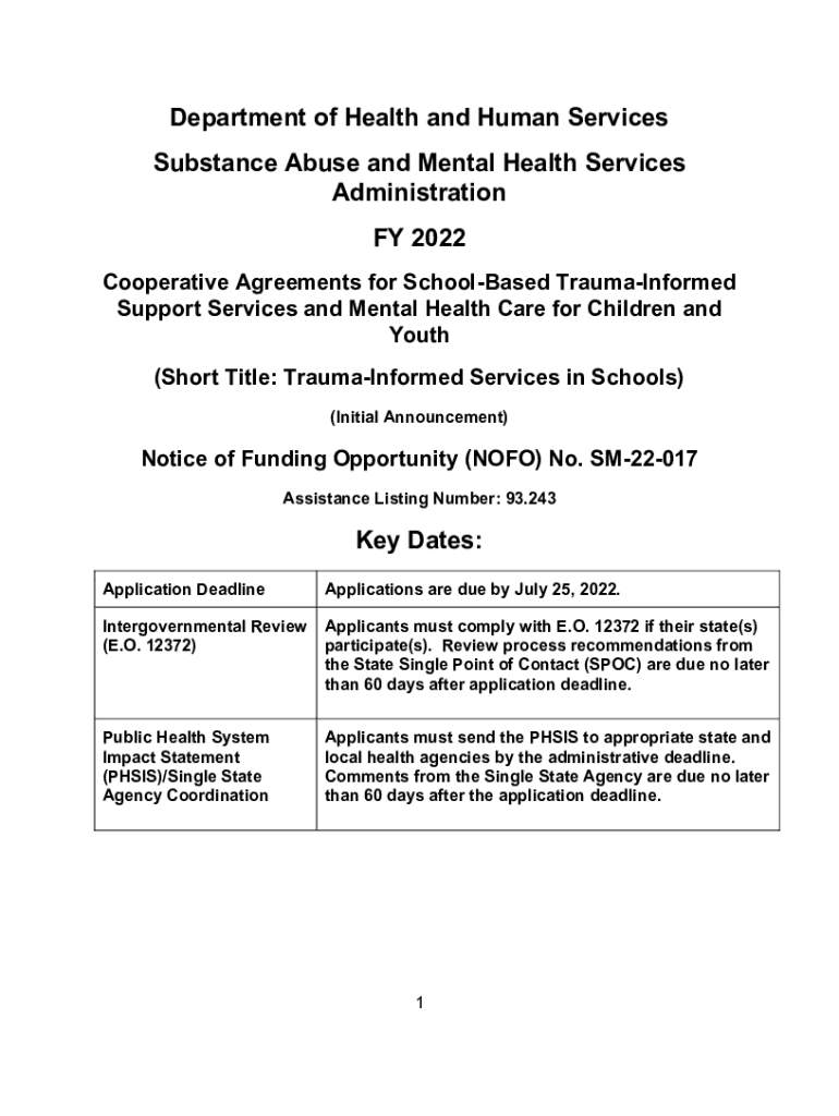 Fillable Online Trauma-Informed Services in Schools NOFO SM-22-017 ...