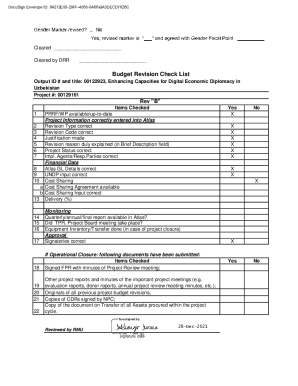 Fillable Online info undp Budget Revision Check List Fax Email Print ...