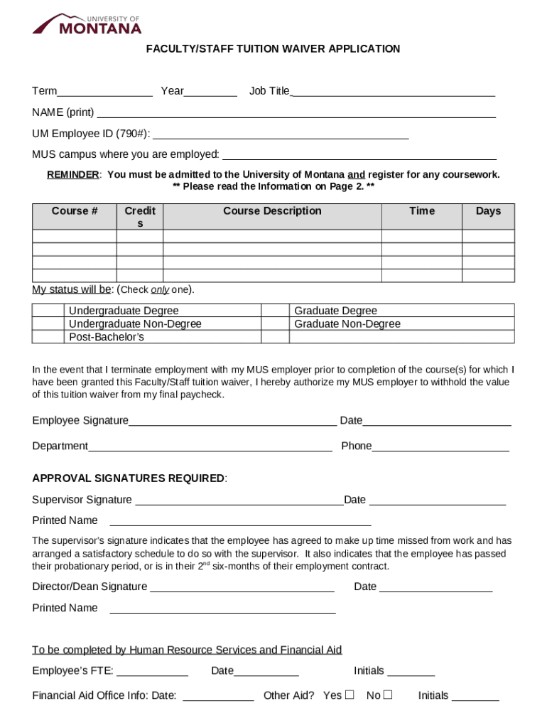 University of Montana Public Flagship in Missoula Doc Template | pdfFiller