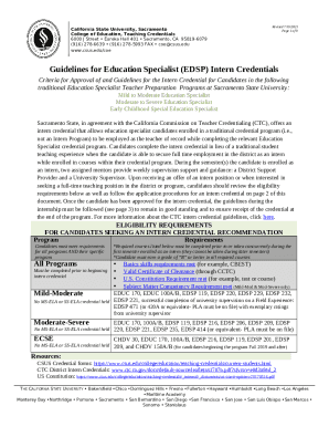 Education Specialist Credential Program - California State University ... Doc Template | pdfFiller